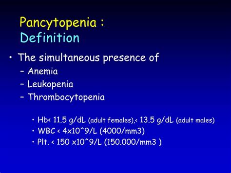 Ppt Pancytopenia And Aplastic Anemia Powerpoint Presentation Free Download Id 3638078
