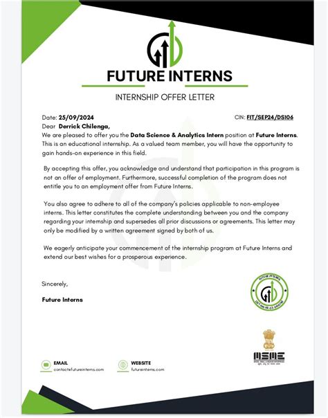 Derrick Chilenga On Linkedin Internship Futureinterns Datascience