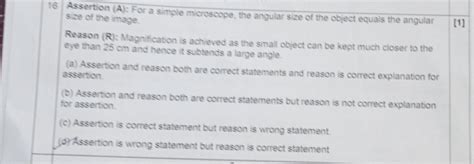 16 Assertion A For A Simple Microscope The Angular Size Of The Object