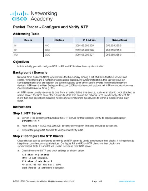 Packet Tracer Configure And Verify Ntp Packet Tracer
