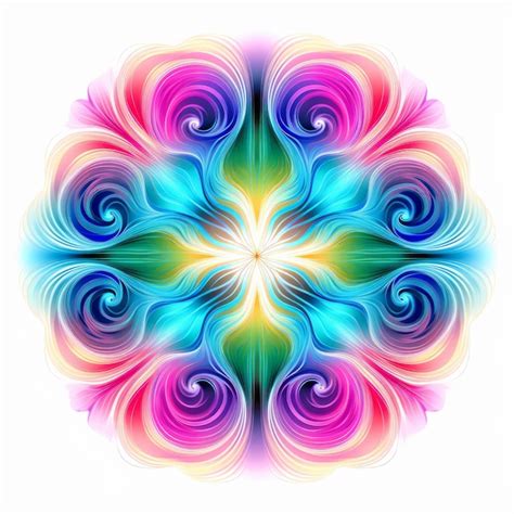 Vibrant Neon Colors Symmetrical Flower Design Premium Ai Generated Image