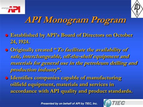 Ppt A Review Of Api And The Monogram Program Powerpoint Presentation