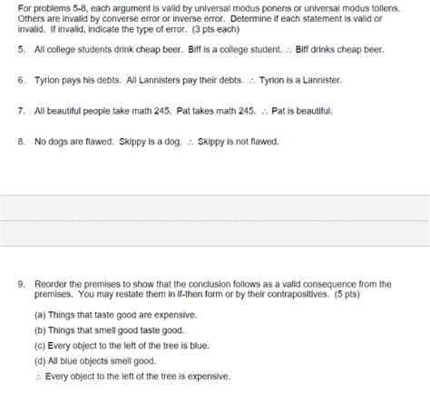 Solved 1 Rewrite The Statement Formally Using Variables And
