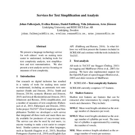 Services For Text Simplification And Analysis Acl Anthology