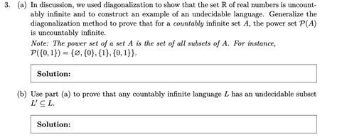 Solved A In Discussion We Used Diagonalization To Show Chegg