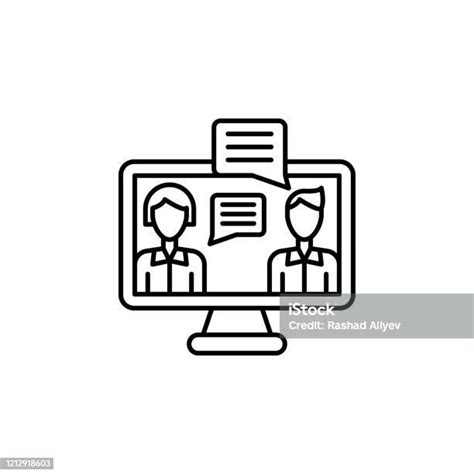 컴퓨터 메시지 아바타 남자 여자 아이콘 Ui 및 Ux 웹 사이트 또는 모바일 응용 프로그램에 대한 팀워크의 간단한 라인 개요