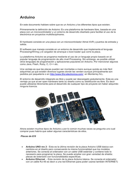 tipos de arduinos