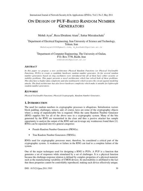 on design of puf based random number generators pdf electronic