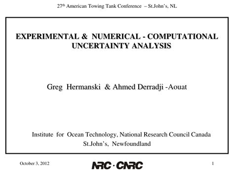 PDF EXPERIMENTAL NUMERICAL COMPUTATIONAL UNCERTAINTY ANALYSIS