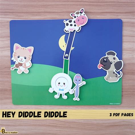 Hey Diddle Diddle Nursery Rhyme Busy Book Printable Pdf Pages Nursery