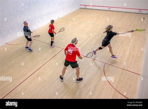 Mixed Doubles Squash Match Stock Photo Alamy