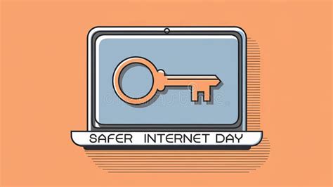 Illustration Of Modern Laptop Promoting Safer Internet Day And Online