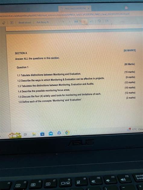 Solved Section A ळo Marks Answer All The Questions In This