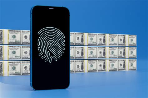 Premium Photo Secure Banking Operations A Smartphone With A Biometric Fingerprint And Dollars