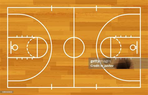 Basketball Fireld With Markings And Wood Texture Vector High Res Vector