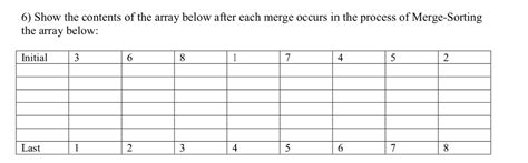 solved 6 show the contents of the array below after each