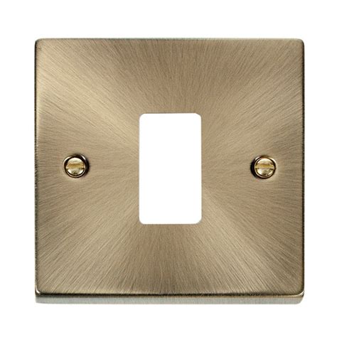 Click Deco Antique Brass Gang Grid Pro Front Plate Countyelec