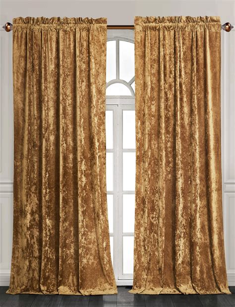 Chezmoi Collection Lux Caramel Gold Crushed Velvet Curtains