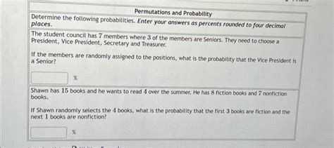 Solved Permutations And Probability Determine The Following Chegg