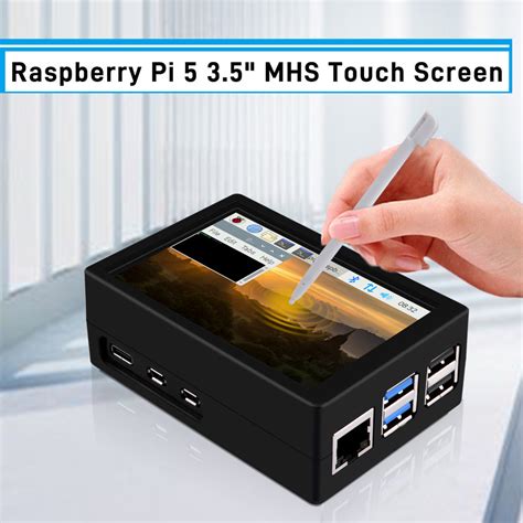 52pi 3 5 inch hdmi touch screen with case for raspberry pi 5 with off