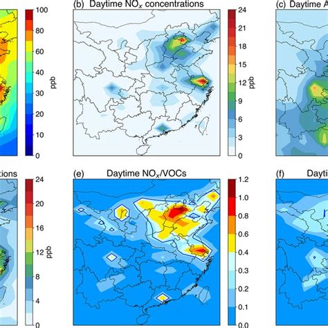 Spatial Distributions Of Simulated Surface Daytime O 3 Concentration