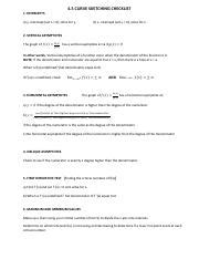 Curve Sketching Checklist Intercepts Asymptotes Derivatives Course Hero
