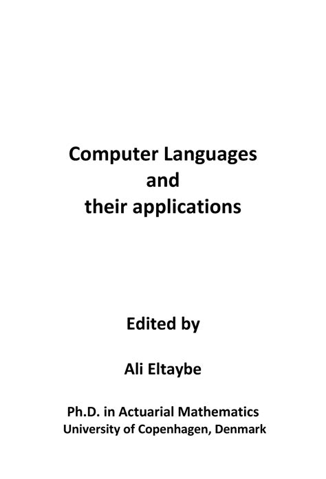 Computer Languages 2019 2020 Computer Languages And Their Applications Edited By Ali Eltaybe