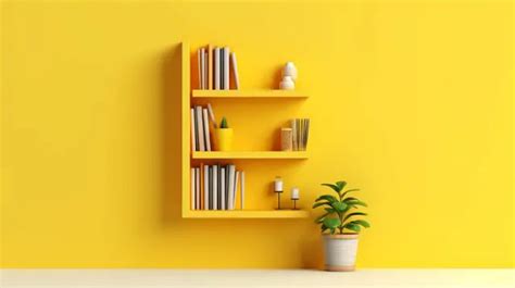 3d 그림에서 컴퓨터 Pc 세로 배경이 있는 노란색 벽 선반 컴퓨터 Pc Pc 모니터 개인용 컴퓨터 배경 일러스트 및 사진