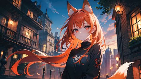 Download Fox Girl At Sunset Wallpaper