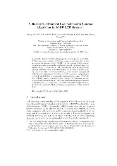 a resource estimated call admission control algorithm in 3gpp