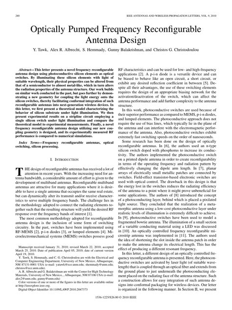 Pdf Optically Pumped Frequency Reconfigurable Antenna Design