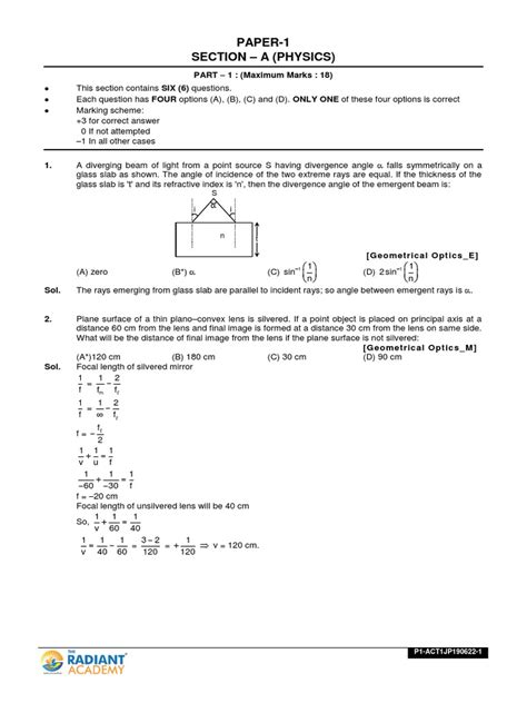 Act 1 Answers Pdf Physics Chemistry