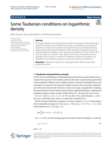 Pdf Some Tauberian Conditions On Logarithmic Density