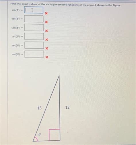 Solved Find The Exact Values Of The Six Trigonometric Chegg