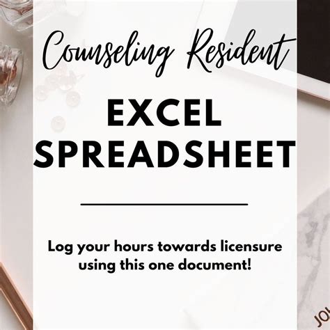 Therapist Counseling Resident Hours Tracker Excel Spreadsheet LPC LCSW Digital Download Etsy