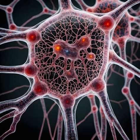 Detailed Neural Network Close Up With Active Synapses Stock Image Image Of Communication