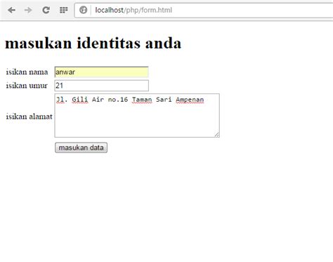 Membuat Form Dengan Input Dan Pemrosesan Terpisah Di HTML5 Dan PHP