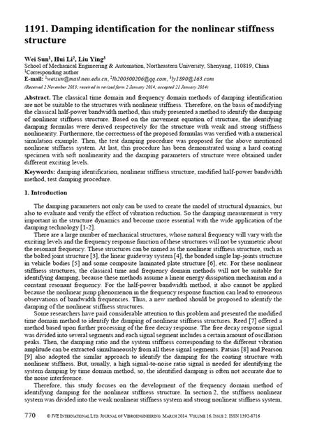 Damping Identification For The Nonlinear Stiffness Structure Pdf Damping Nonlinear System