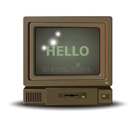 Old 1980 S Crt Display Vintage Pc Vector 3d Illlustration Stock Vector Illustration Of