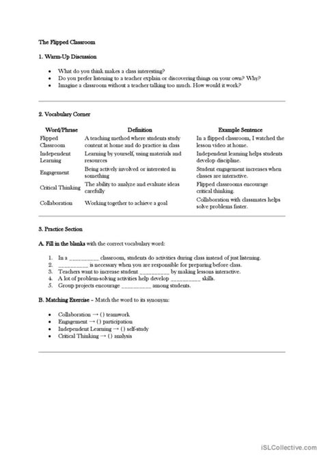 The Flipped Classroom Approach Gener English Esl Worksheets Pdf And Doc