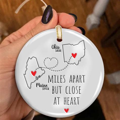 Long Distance Relationship Ceramic Ornament State To State Christmas