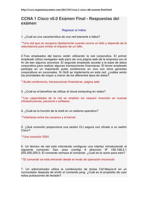 Ccna 1 Cisco V6 0 Exámen Final Respuestas Del Exámen Pdf Red De Computadoras Dirección Ip