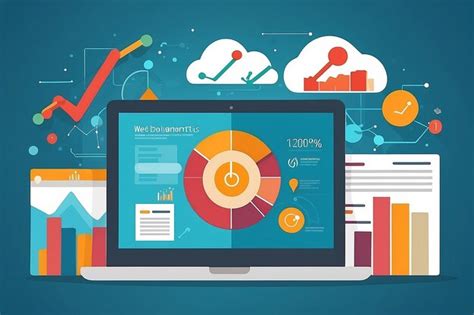 Flat Vector Illustration Of Web Analytics Information And Development Website Statistic