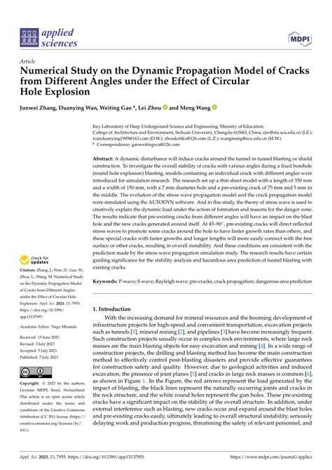 PDF Numerical Study On The Dynamic Propagation Model Of Cracks From Different Angles Under The