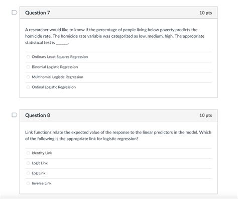 Solved Question Pts For The Following Logistic Chegg