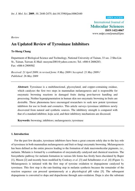 Pdf An Updated Review Of Tyrosinase Inhibitors