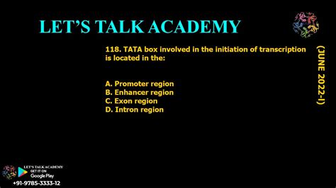 Role And Location Of The Tata Box In Transcription Initiation Csir Net Life Science Coaching