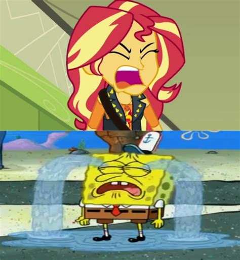 Sunset Shimmer Makes Spongebob Crying By Masrendra On Deviantart
