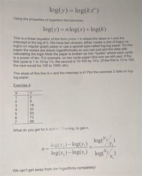 log y log kxn using the properties of logaritms