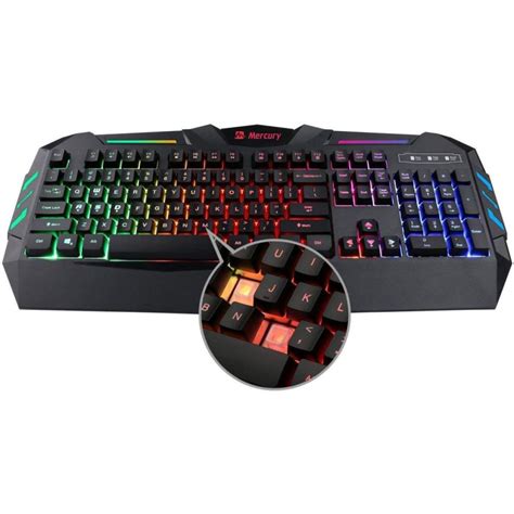 Mercury Mk59 Wired Membrane Gaming Keyboard W Rainbow Breathing